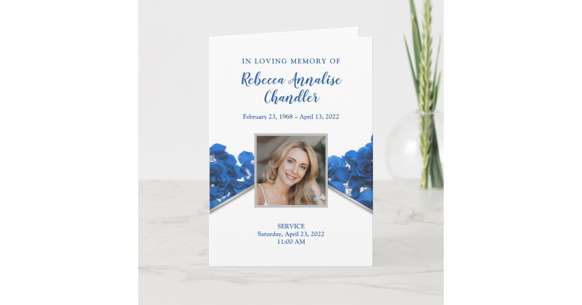 Blue Roses Funeral Program | Memorial Program | Zazzle