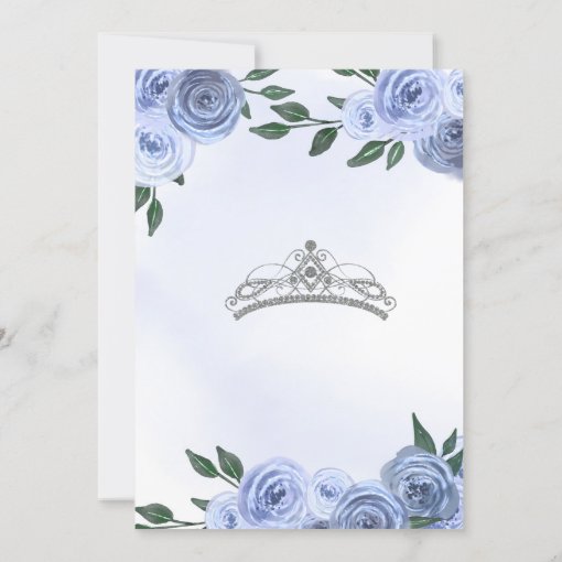 Blue Roses Silver Floral Quinceañera Birthday Invi Invitation | Zazzle