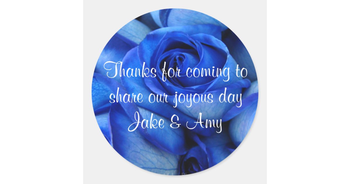 Blue Roses TY Sticker-customize Classic Round Sticker | Zazzle