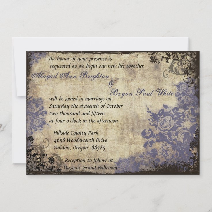 Blue Roses Vintage Wedding Invitation | Zazzle