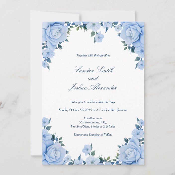 Blue Roses Wedding Invitation | Zazzle.com