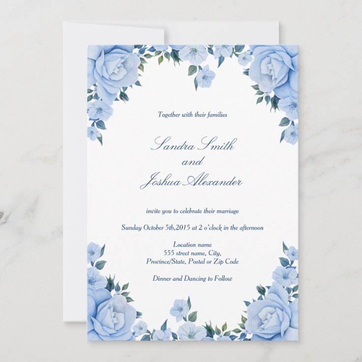 Blue Roses Wedding Invitation | Zazzle