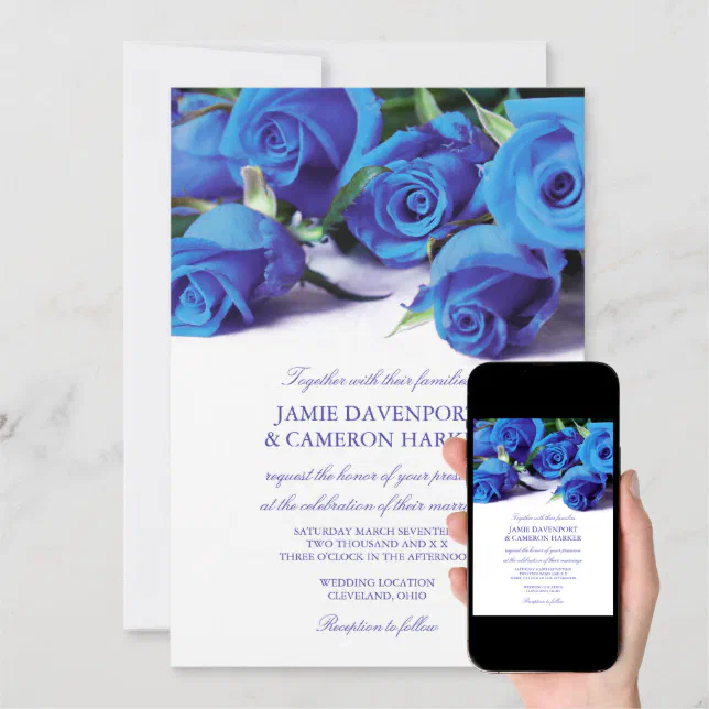 Blue Roses Wedding Invite | Zazzle