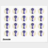 blue rosette first prize sticker | Zazzle