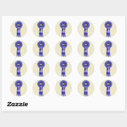 blue rosette first prize sticker | Zazzle