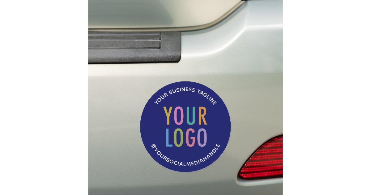 Blue Round Circle Car Magnetic Sign Custom Logo 7" | Zazzle