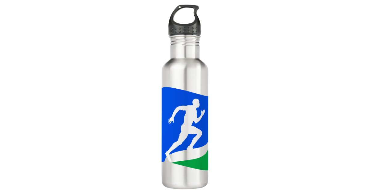 Blue Runner Logo Personalized Stainless Steel Water Bottle | Zazzle.com