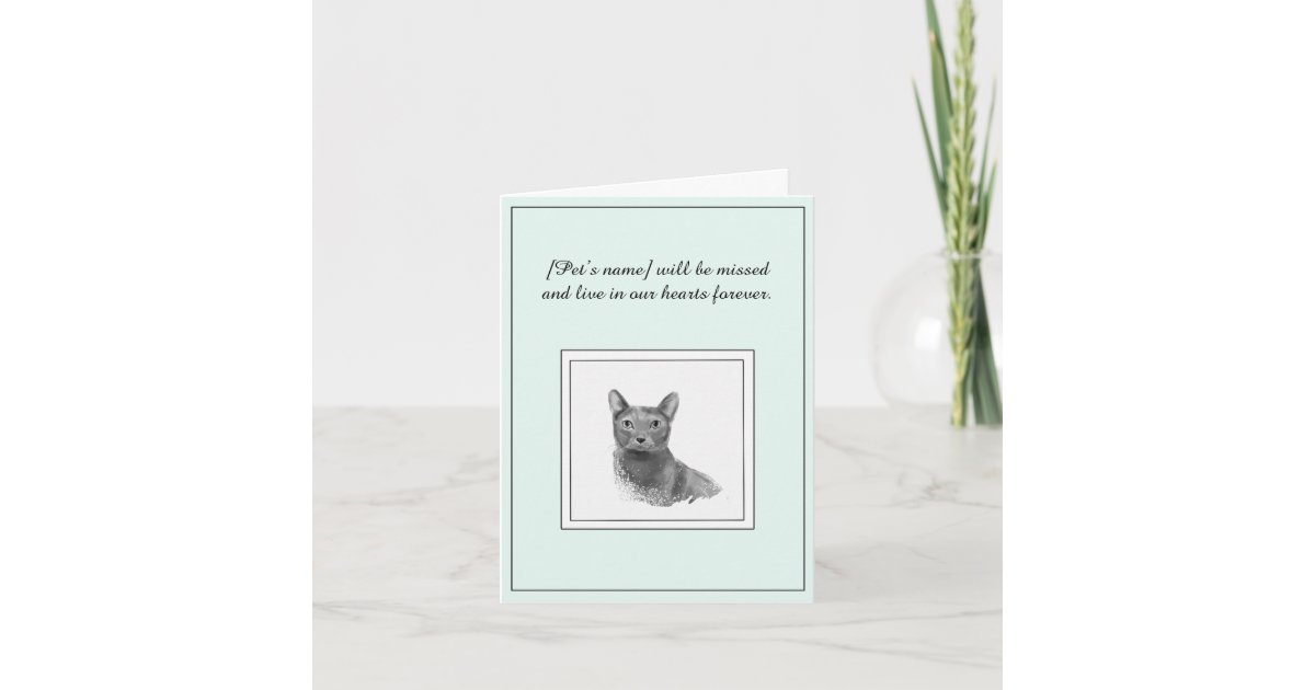 Blue Russian Cat Sympathy Card | Zazzle