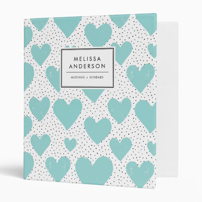 Blue Rustic Hearts and Confetti Pattern 3 Ring Binder | Zazzle