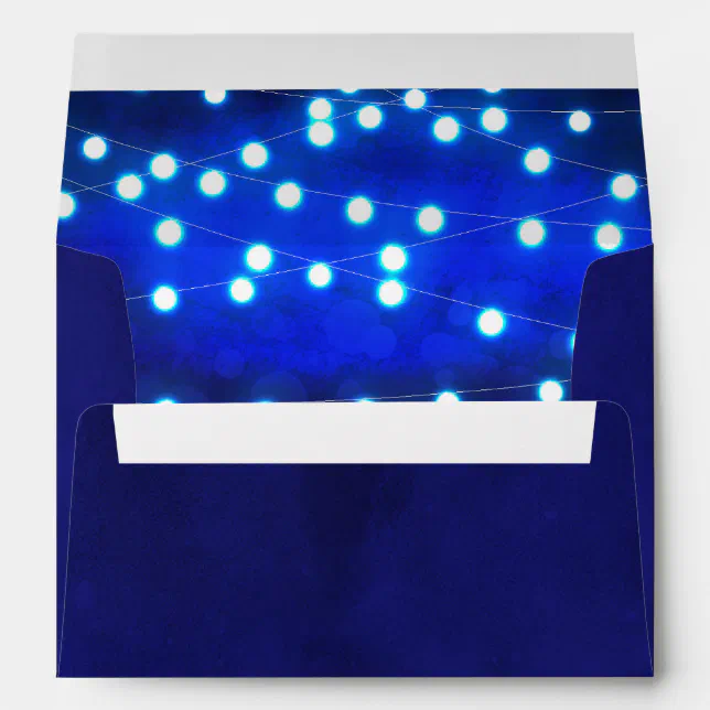 Blue Rustic Night String Lights Invite Envelopes | Zazzle