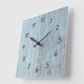 Blue Rustic Wood Farmhouse Vintage Square Wall Clock | Zazzle