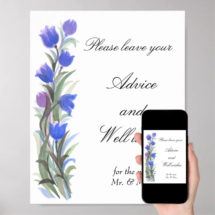 Blue sage green wildflower Advice and Well wishes Poster | Zazzle