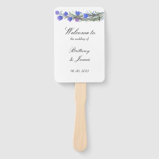 Blue sage green wildflowers hand fan | Zazzle