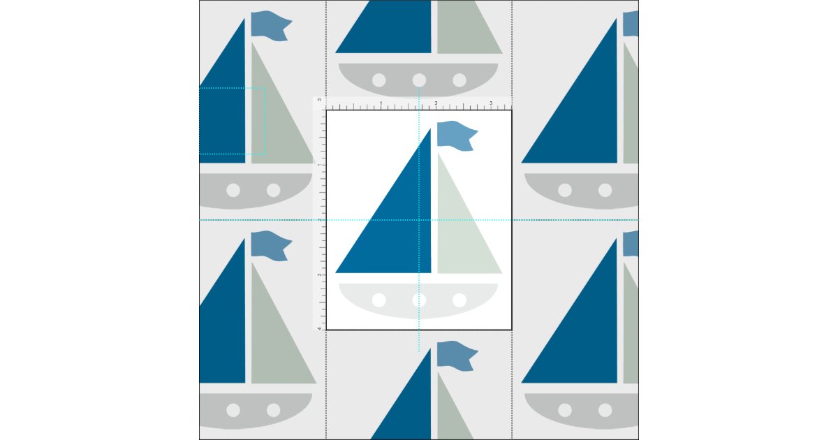 Blue Sailboat Pattern Nautical White Fabric | Zazzle