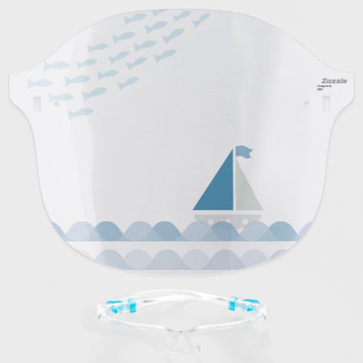 Blue Sailboat Waves Fish Face Shield | Zazzle