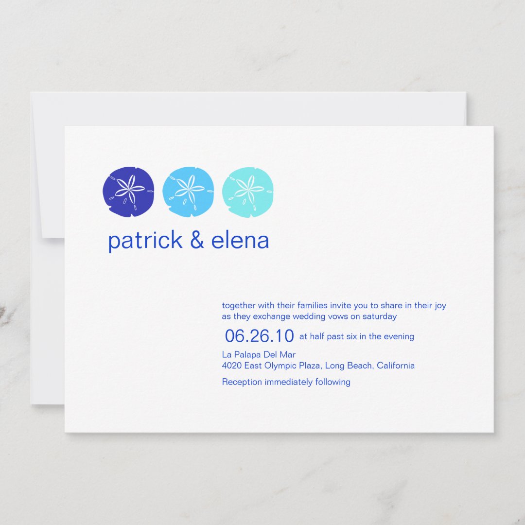 Blue Sand Dollar Wedding Invitation | Zazzle