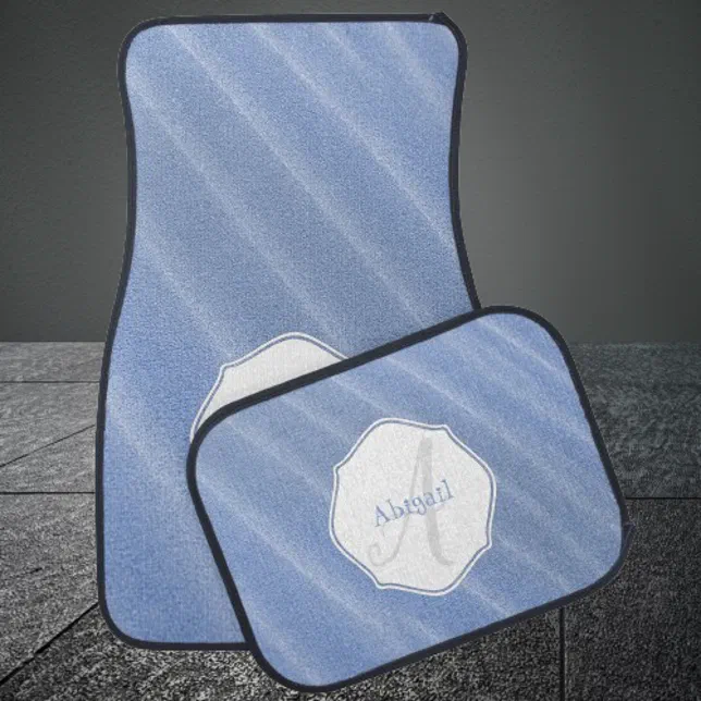Blue Sand Ripples Monogram Car Floor Mat | Zazzle