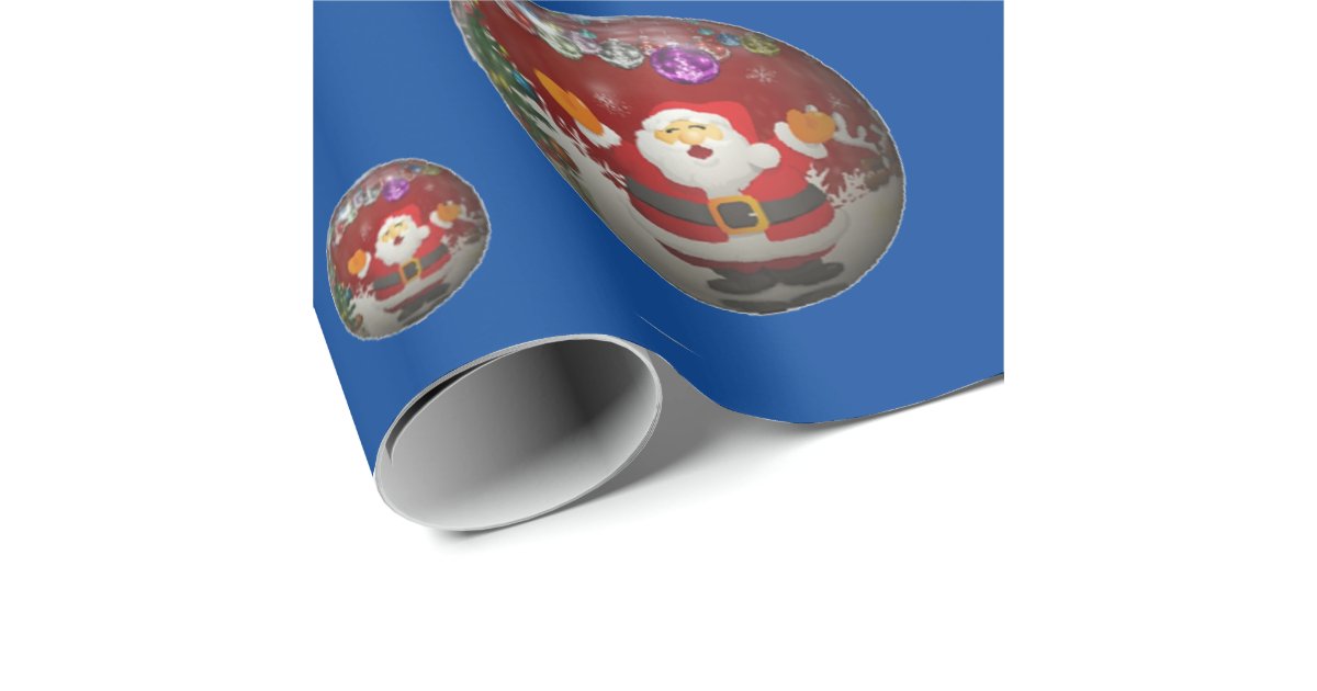 Blue Santa Wrapping Paper | Zazzle
