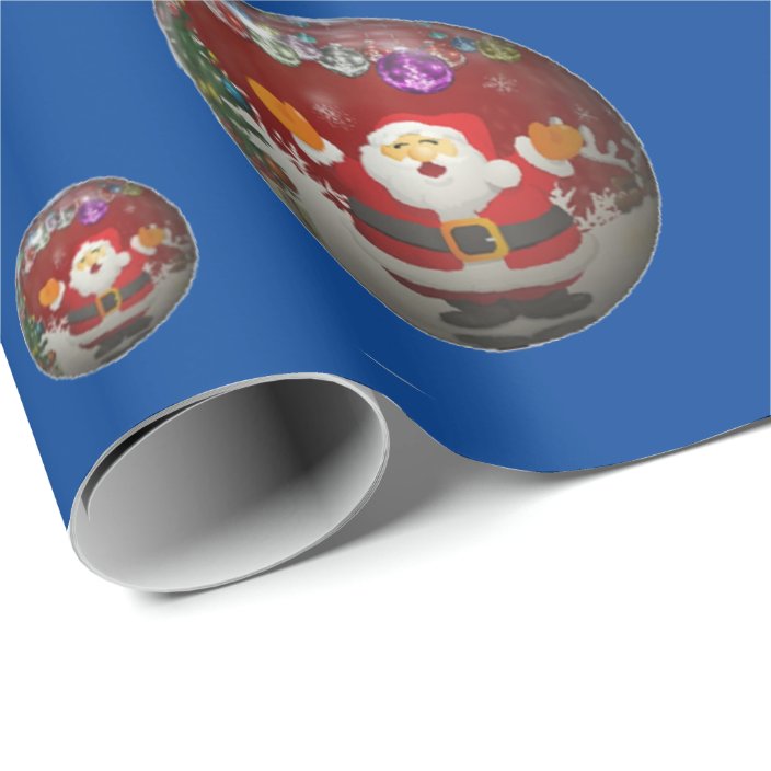 Blue Santa Wrapping Paper | Zazzle.com