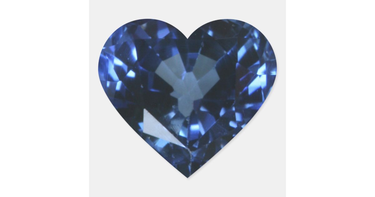 Blue Sapphire Heart Heart Sticker | Zazzle