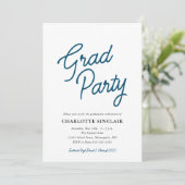 Blue Script Simple Budget Grad Party Invitation | Zazzle