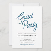 Blue Script Simple Budget Grad Party Invitation | Zazzle