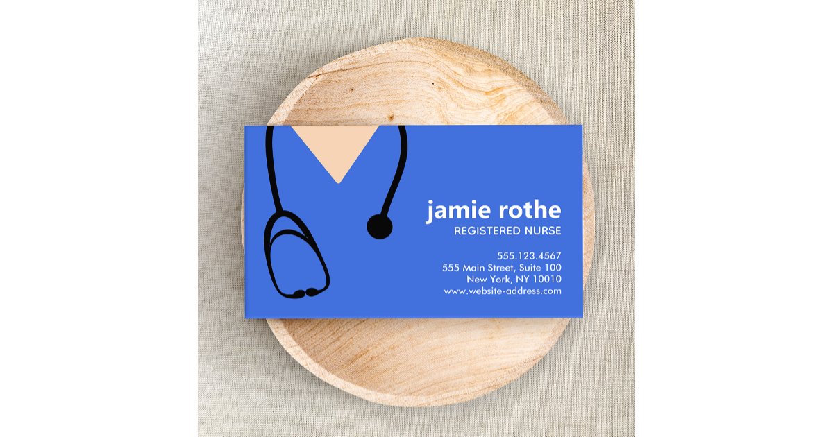 Blue Scrubs and Stethoscope Business Card | Zazzle