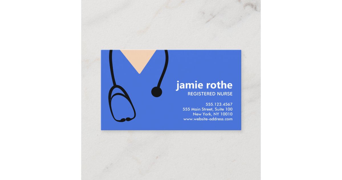 Blue Scrubs and Stethoscope Business Card | Zazzle.com