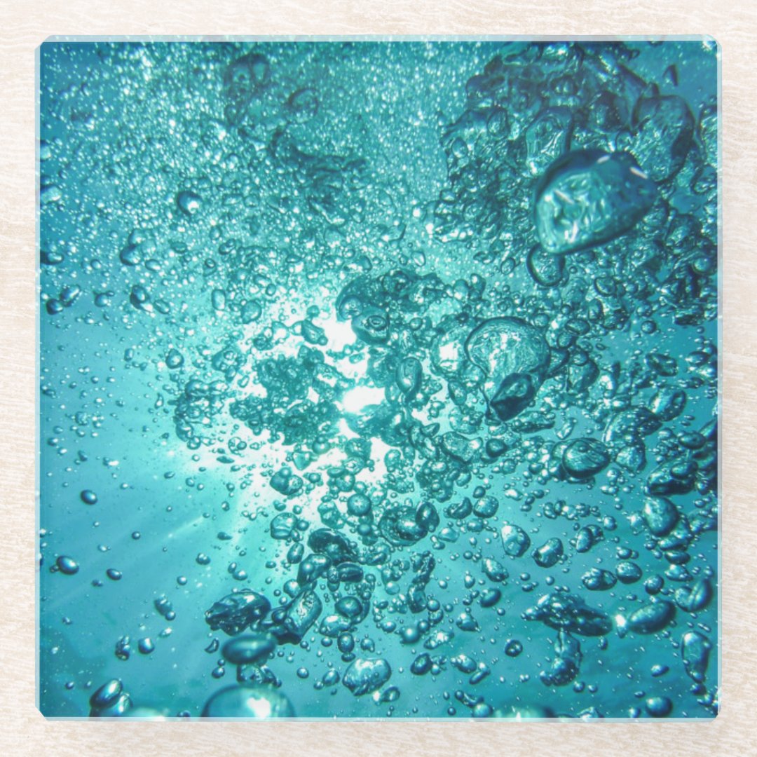 Blue Sea Bubbles Glass Coaster | Zazzle