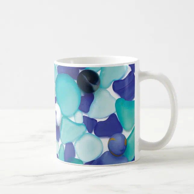 Blue Sea Glass and Sea Marbles Mug | Zazzle