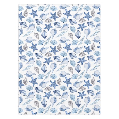 Blue Sea Shells Tablecloth | Zazzle