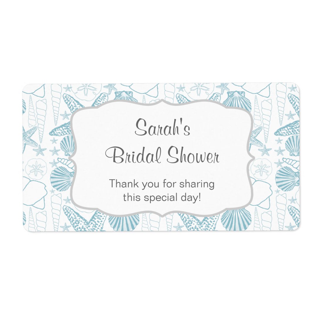 Blue Sea shells Water Bottle label - customize it! | Zazzle