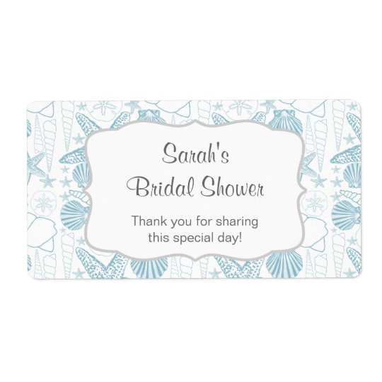 Blue Sea shells Water Bottle label - customize it! | Zazzle.com