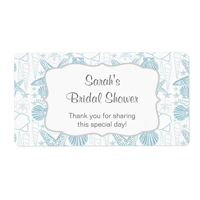 Blue Sea shells Water Bottle label - customize it! | Zazzle