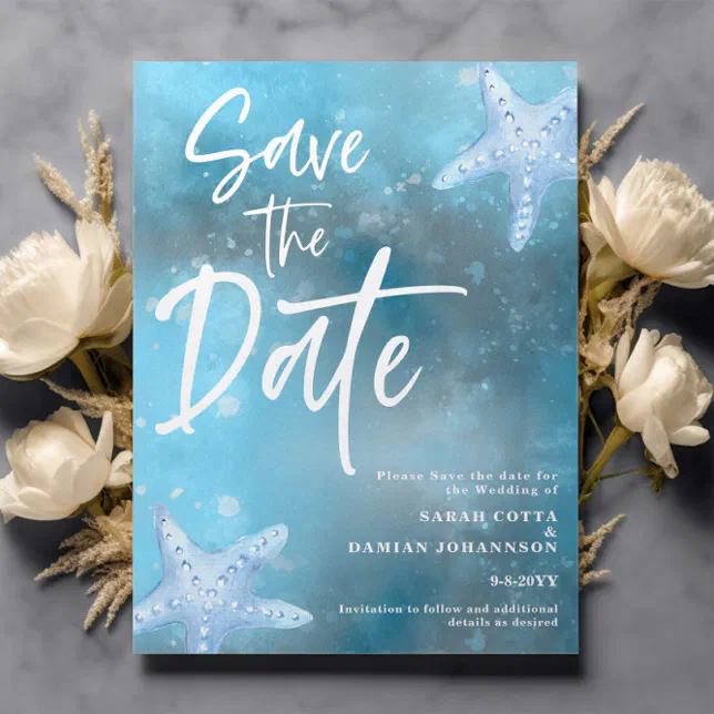 Blue Sea Summer Save the date Card | Zazzle