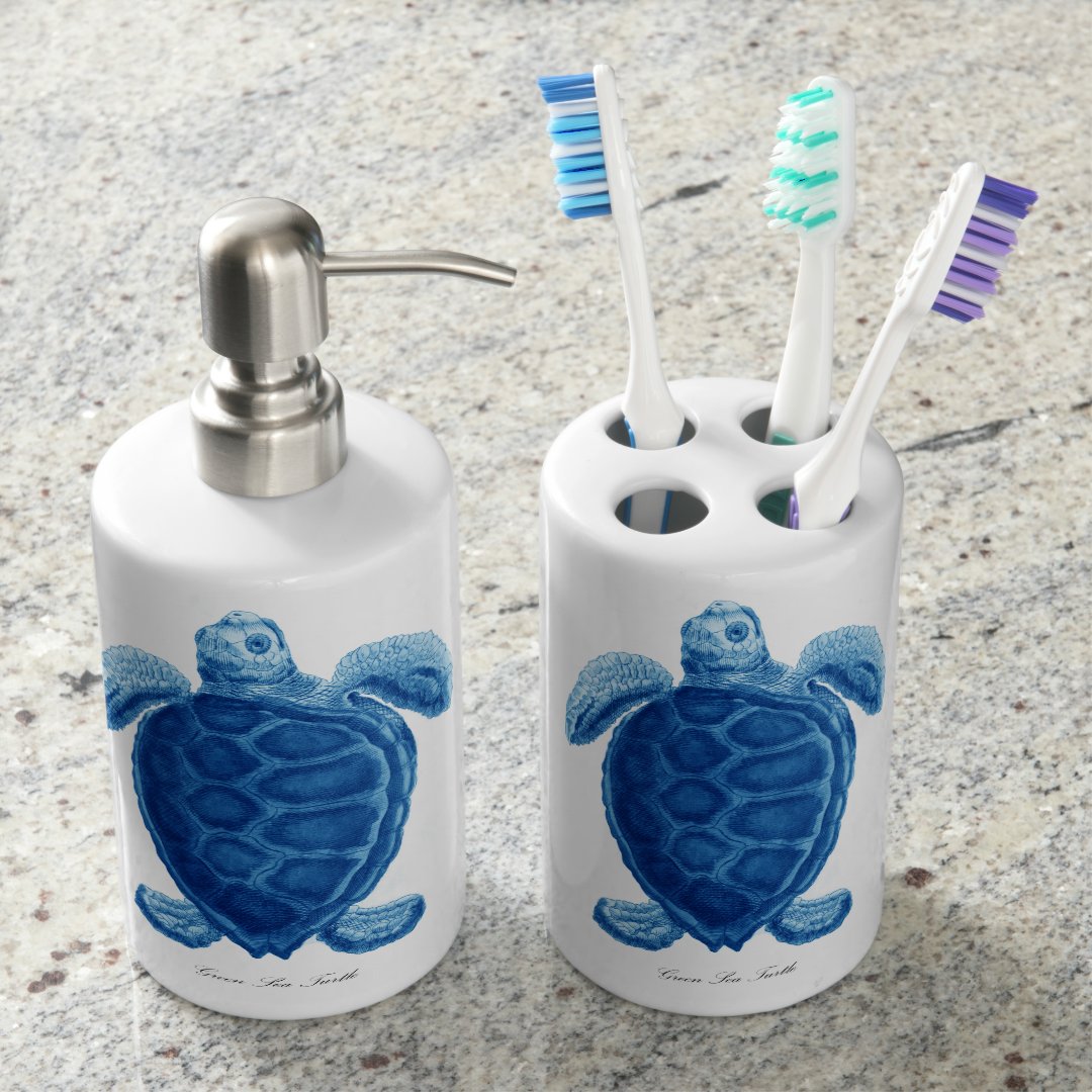 Blue Sea Turtle Bathroom Decor Bathroom Set Zazzle
