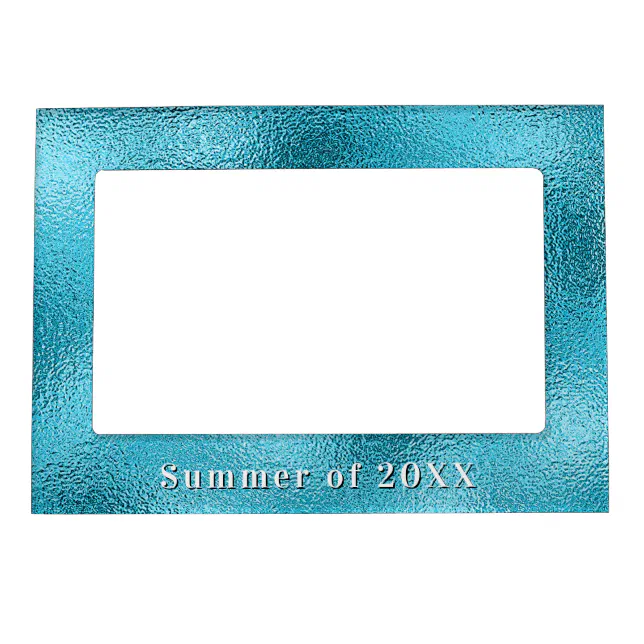 Blue sea water metallic summer beach magnetic frame | Zazzle