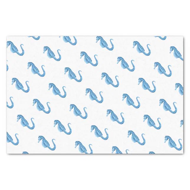 Blue seahorse nautical coastal ocean beach tissue paper | Zazzle