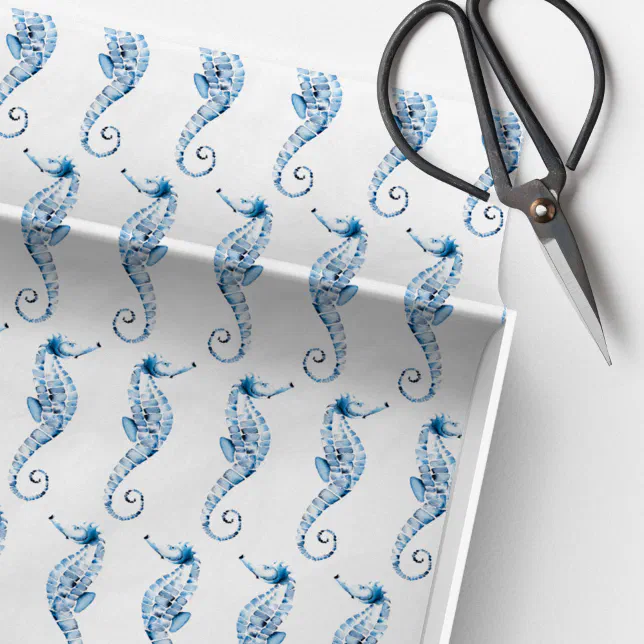 Blue Seahorse Ocean Theme Tissue Paper | Zazzle