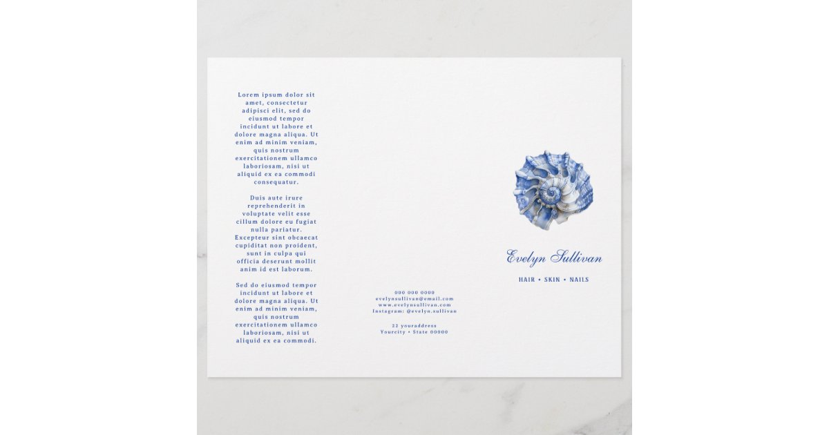 Blue seashell logo brochure | Zazzle