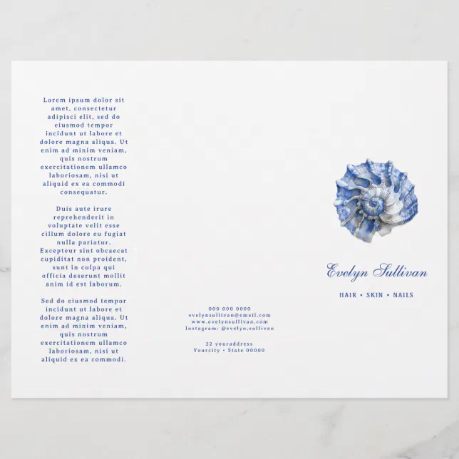 Blue seashell logo brochure | Zazzle