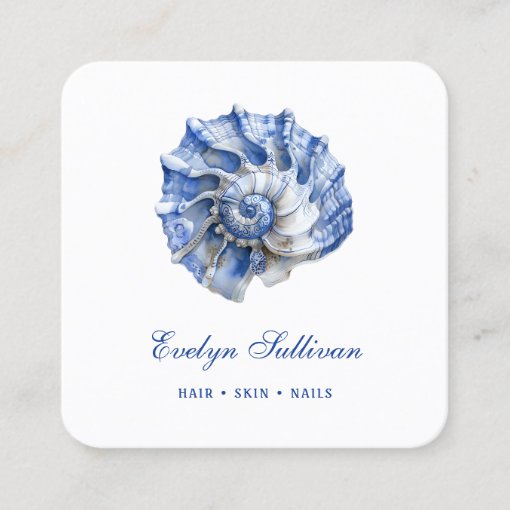 Blue seashell logo business card | Zazzle