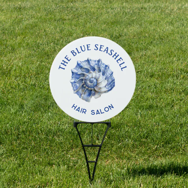 Blue seashell logo yard sign | Zazzle