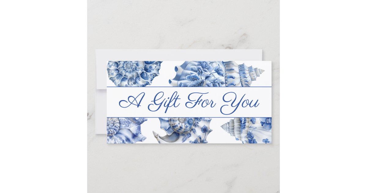 Blue seashells gift certificate | Zazzle
