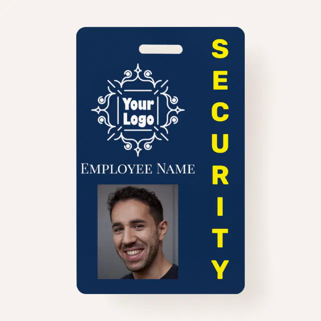 Blue Security Guard Employee ID Logo and Photo Badge | Zazzle