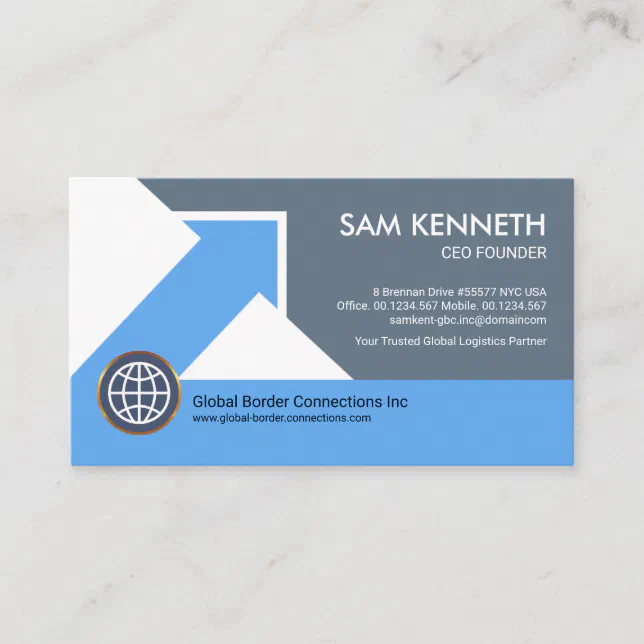 Blue Shades Arrow Column CEO Owner Business Card | Zazzle