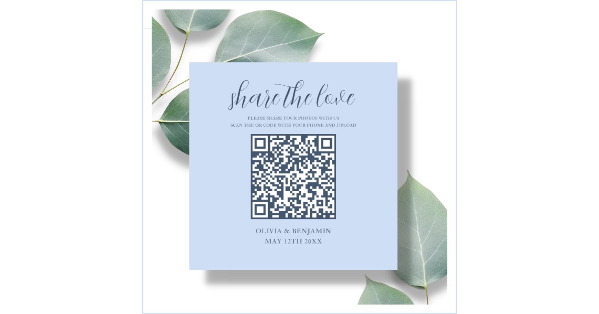 Blue | Share The Love QR Code Enclosure Card | Zazzle