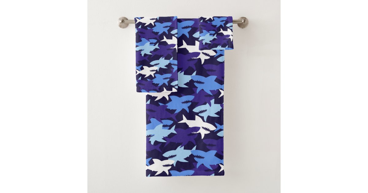 Blue Sharks Camouflage Pattern Bath Towel Set | Zazzle