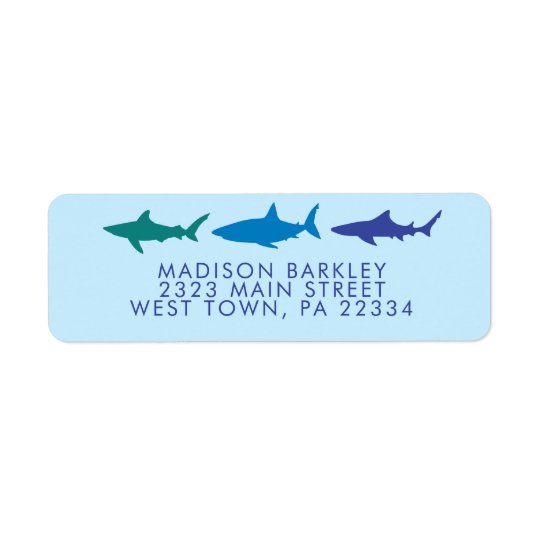 Blue Sharks Cute Kid's Return Address Label | Zazzle.com