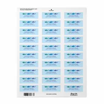 Blue Sharks Cute Kid's Return Address Label | Zazzle